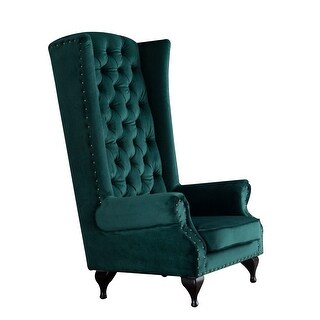 Button Tufted Fabric Accent Chair with High Wingback and Rolled Arms ...