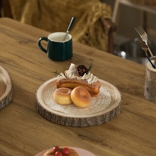Natural Wooden Bark Round Slice Tray Rustic Table Charger Centerpiece ...
