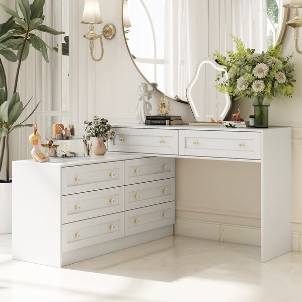 White Dresser Vanity Set Luxurious Storage with Crystal Accents Desk On Sale Bed Bath Beyond 40568692