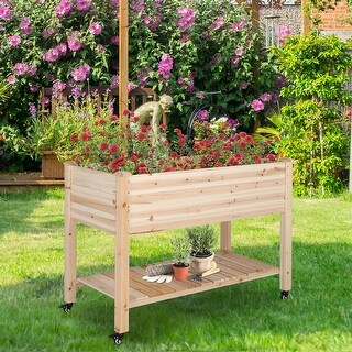 Wooden High Foot Style Planting Frame with Wheels - Bed Bath & Beyond ...