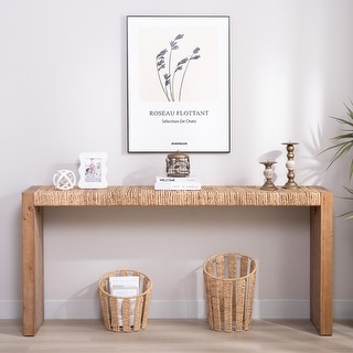 Handwoven Seagrass Console Table with Engineered Wood Frame for ...