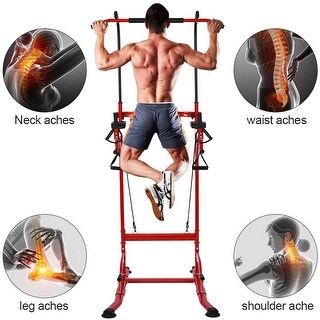 Full Body Power Tower Dip Stand Station Push Up Rack Height Adjustable ...