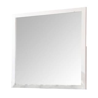 40 Inch Square Wall Mirror, Transitional, Solid Wood Frame - White - 0. ...