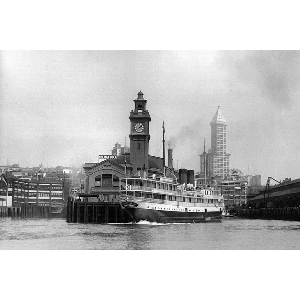 Colman Dock Clock Tower Black and White Gallery Wrapped Canvas - Bed ...