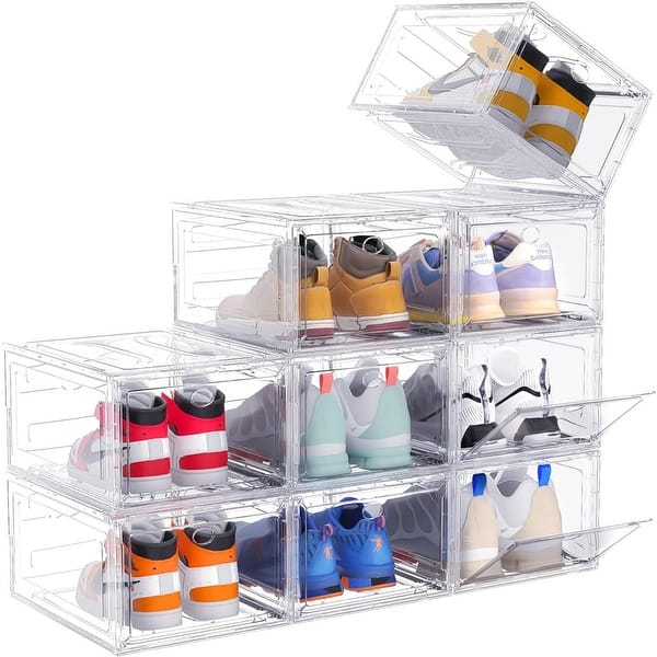 Solid Plastic Shoe Box with Magnetic Front Door, Stackable, Closet ...