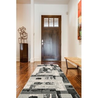 Perry Distressed Color Block Runner, Gunmetal/Steel Gray - Bed Bath ...