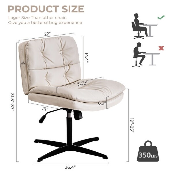 Home Office Desk Chairs Dressing Chair Computer Chair Ergonomic Office Chair Height Adjustable for Space Saving Bedroom Study Beige