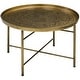 HOMCOM 24" Round Coffee Table with Hammered Tray Top, Vintage Metal ...