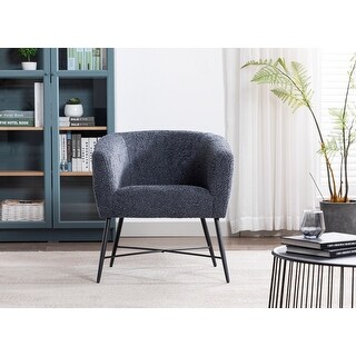 Minimalism Modern Style Sheep Wool-Like Fabric Accent Chair Metal Legs ...