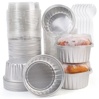 50pcs 5oz Aluminum Foil Baking Cups with Lids and Spoons - Bed Bath ...