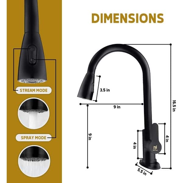 MEGA HANDLES - Pull Down Kitchen Sink Faucet - Stainless Steel Kitchen ...