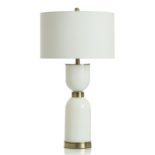 White Zin Table Lamp - Hour Glass Gloss White and Brushed Brass - Off ...