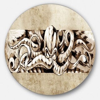 Designart 'Octopus Sketch in White Shade' Animal Digital Art Circle ...