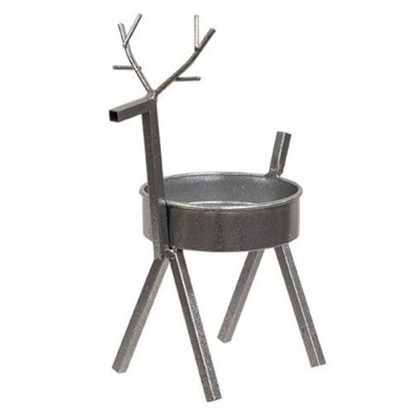 Galvanized Reindeer Candle Holder for Winter Christmas Decor - 4.25” L ...