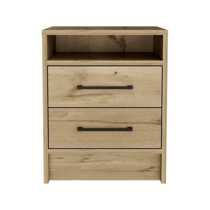 Modern Rustic Nightstand with 2 Drawers and 1 Shelf - Overstock - 37417481