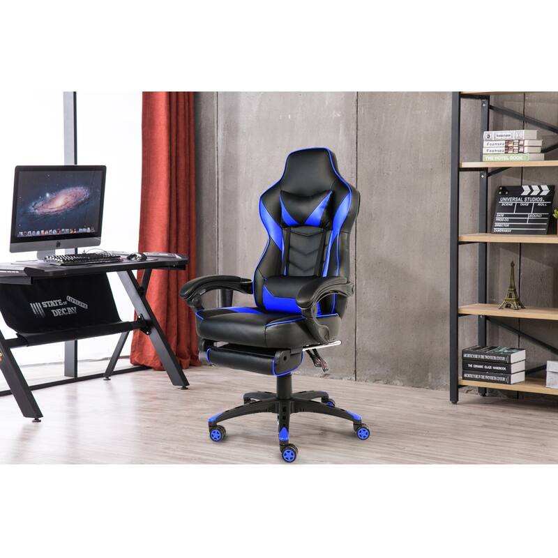 C-type Foldable Racing Chair Nylon Foot Office Chair with Footrest ...
