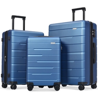 Navy Blue Suitcase Set, 3 Piece Suitcase Set with Spinner Wheels - Bed ...