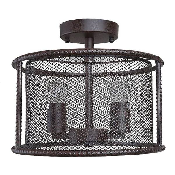 3 light industrial rust ceiling light fixture - N/A - Bed Bath & Beyond ...