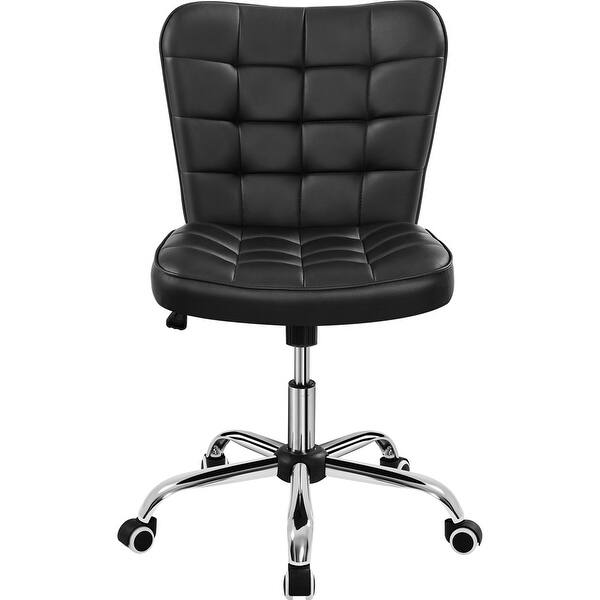 Yaheetech Modern Faux Leather Armless Desk Chair Task Chair With Chrome ...