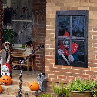 Creepy Clown Scary Window Halloween Decoration - 47" - Bed Bath ...