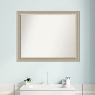 Mezzo Silver Non-Beveled Wood Framed Bathroom Vanity Wall Mirror ...