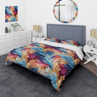 Designart "Ethno Paisley Harmony Marble Pattern" Glam Bedding Cover Set ...