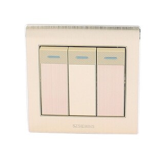 AC 250V 10A 3 Gang 1 Way On/Off Square Press Button Wall Switch Light ...