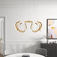 Modern Gold 1-Light Wavy Linear LED Pendant Lighting Fixture - Bed Bath ...