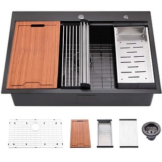 Workstation 33-inch Drop-In Kitchen Sink R10 Radius Stainless Steel ...