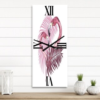 Designart 'Flamingo In Tropical Summer II' Tropical Wall Clock Decor ...