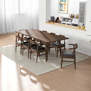 Aden Mid Century Modern 9 Piece Dining Room Set in Vegan Leather Dining ...
