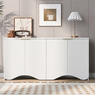 Wavy Design Cupboard Console Table Storage Cabinet with Adjustable ...