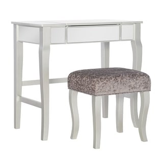 46.75" Silver Vanity Set with Mirror and Upholstered Stool - Bed Bath ...