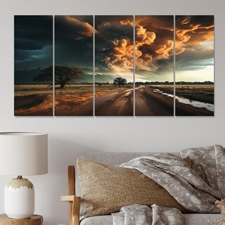 Designart "Storm Chaos And" Landscapes Multipanel Canvas Wall Art set ...