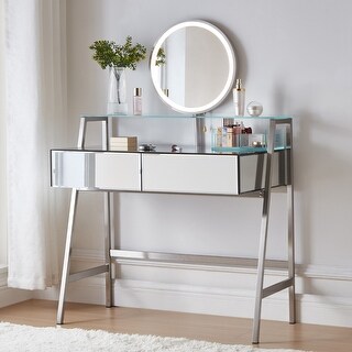 Large Vanity Desk with Lighted Mirror, Makeup Vanity Table with 2 ...