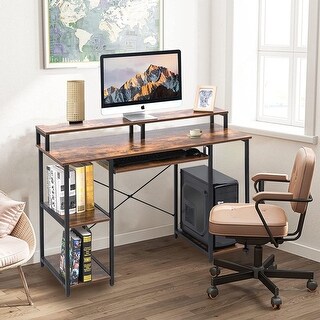 47 inch Computer Desk with Monitor Shelf Home Office Desk - Bed Bath ...