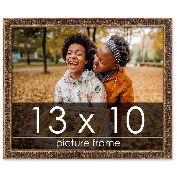13x10 Distressed/Aged Black Complete Wood Picture Frame with UV Acrylic ...