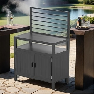 Freestanding Aluminum Grill Storage Cabinet with Protective Cover - Bed ...