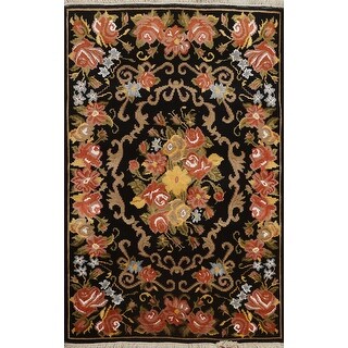 Vegetable Dye Wool Aubusson Oriental Area Rug Hand-knotted Carpet - 4'4 ...