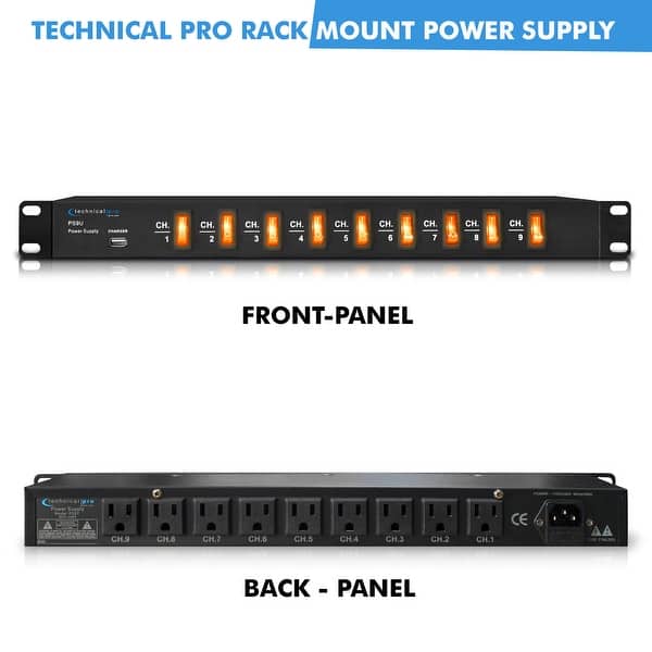 Technical Pro 1800 Watts Rack Mount Power Strip with 5V USB Charging ...