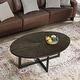 Solid Wood Contemporary Oval Coffee Table with Cross Metal Legs - Bed ...