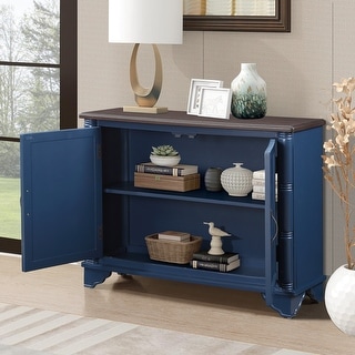 Navy Blue Console Table Wood Storage Cabinets with Adjustable Shelf ...