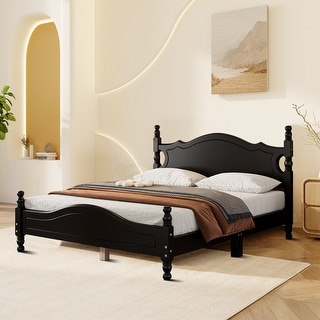 Vintage Elegance Wooden Platform Bed Frame - Bed Bath & Beyond - 41132370