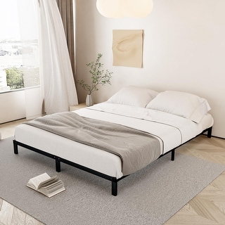 Low Bed Frame - Heavy Duty Metal King Bed Frame in Matte Black, 7-Inch ...