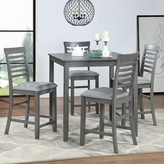 5 Piece Dining Set with Counter Height Square Table and 4 Trapezoid ...