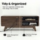 Mid Century Modern TV Stand with Sliding Slatted Door, Media Console ...
