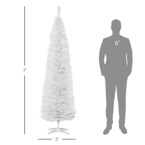 HOMCOM 7' Hinged Noble Fir Unlit Slim Christmas Tree with Stand - Bed ...