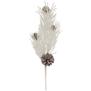 White Glitter Soft Pine & Cone Pick - 15" long - Bed Bath & Beyond ...