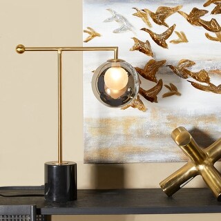 Silver Metal Orb Desk Lamp with Marble Base - Bed Bath & Beyond - 37945934