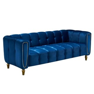 Velvet Sofa Couch, Upholstered 3-Seater Loveseat w/Channel Tufting ...